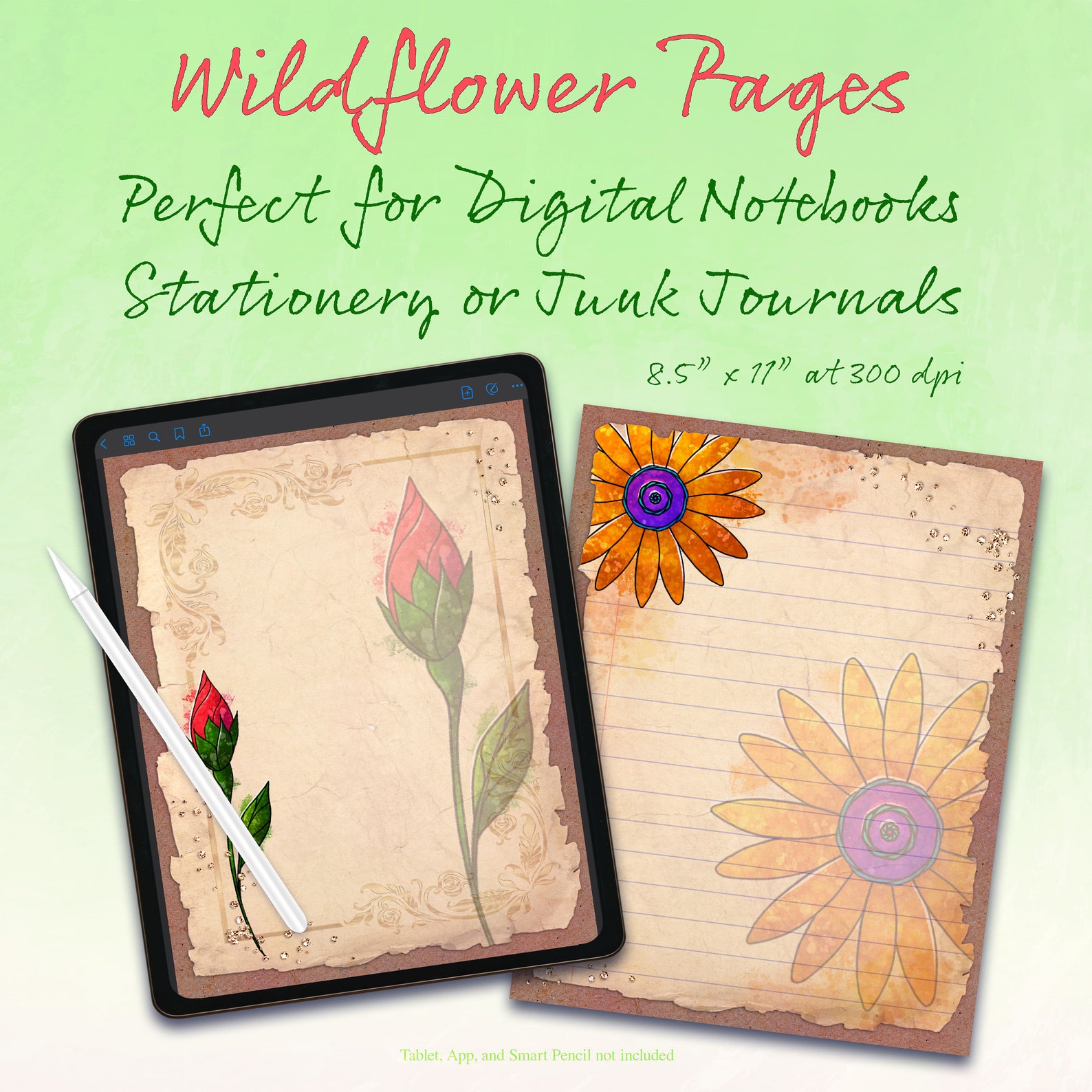 6 Wildflower Digital Notebook Pages for Goodnotes Wild - Etsy