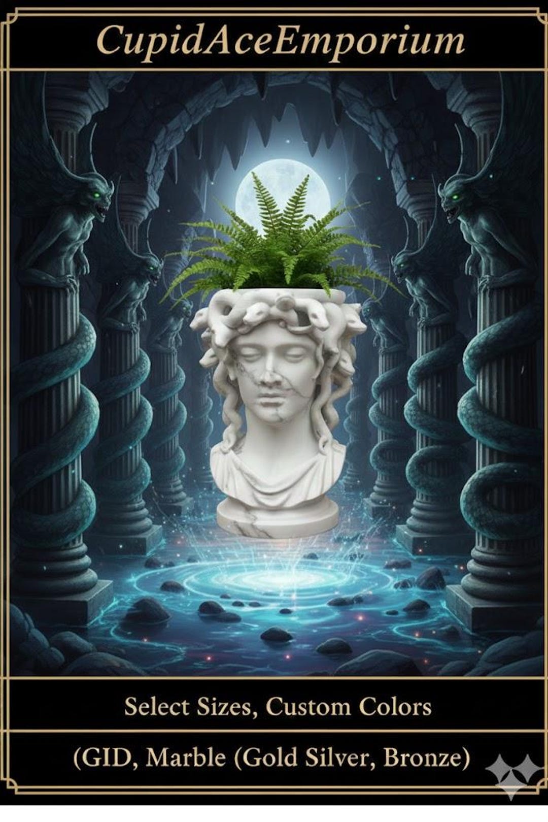 Medusa Planter: Serpent Goddess Head, Mythic Garden Decor - Etsy