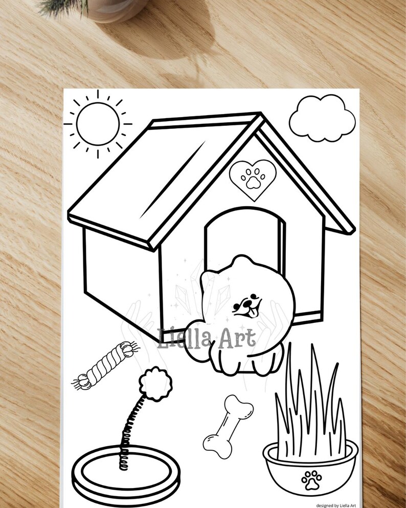 Puppy Coloring Page | Dog House Printable | Kids Activity Sheet ...