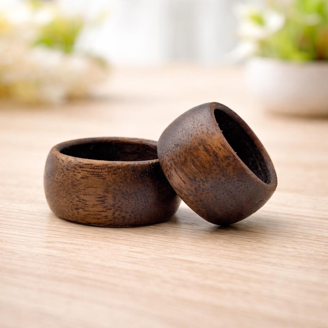 Black Walnut Wood Ring - Handmade Wide Band – Natural Rustic Wooden ...