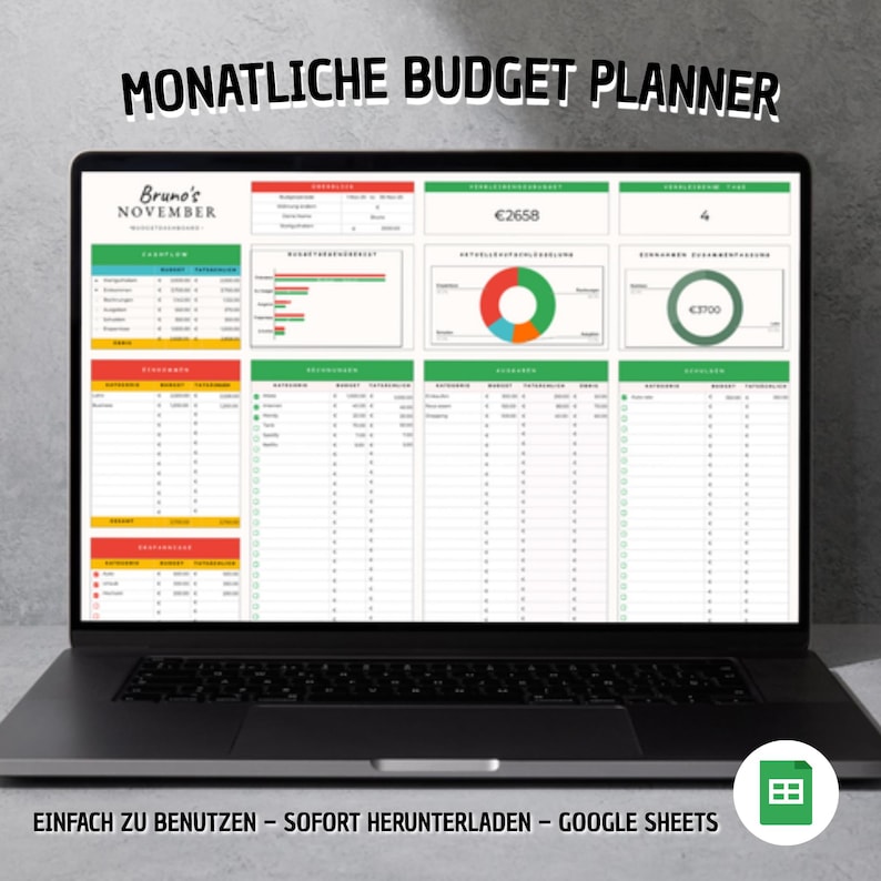 Budget Planner Google Sheets Haushaltsbuch Vorlage Finanzplaner Budget ...