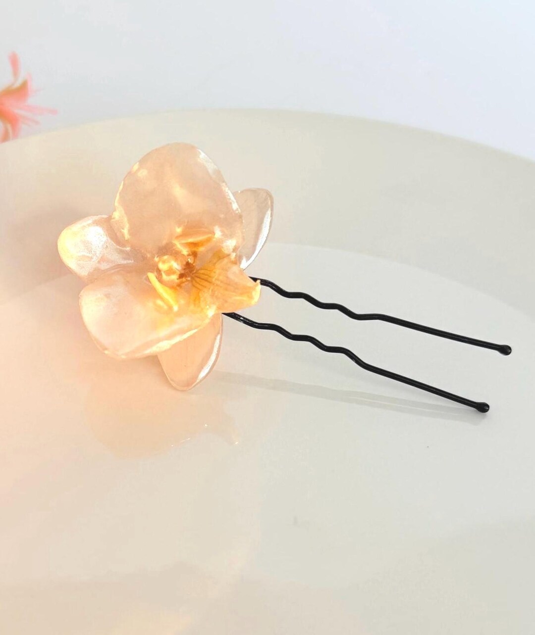 Real White Orchid Flower Resin Hair Pin, Floral Bobby, Wedding Hair ...