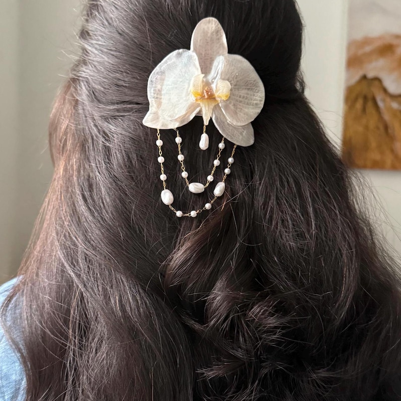Orchid Resin Hairpin - Etsy