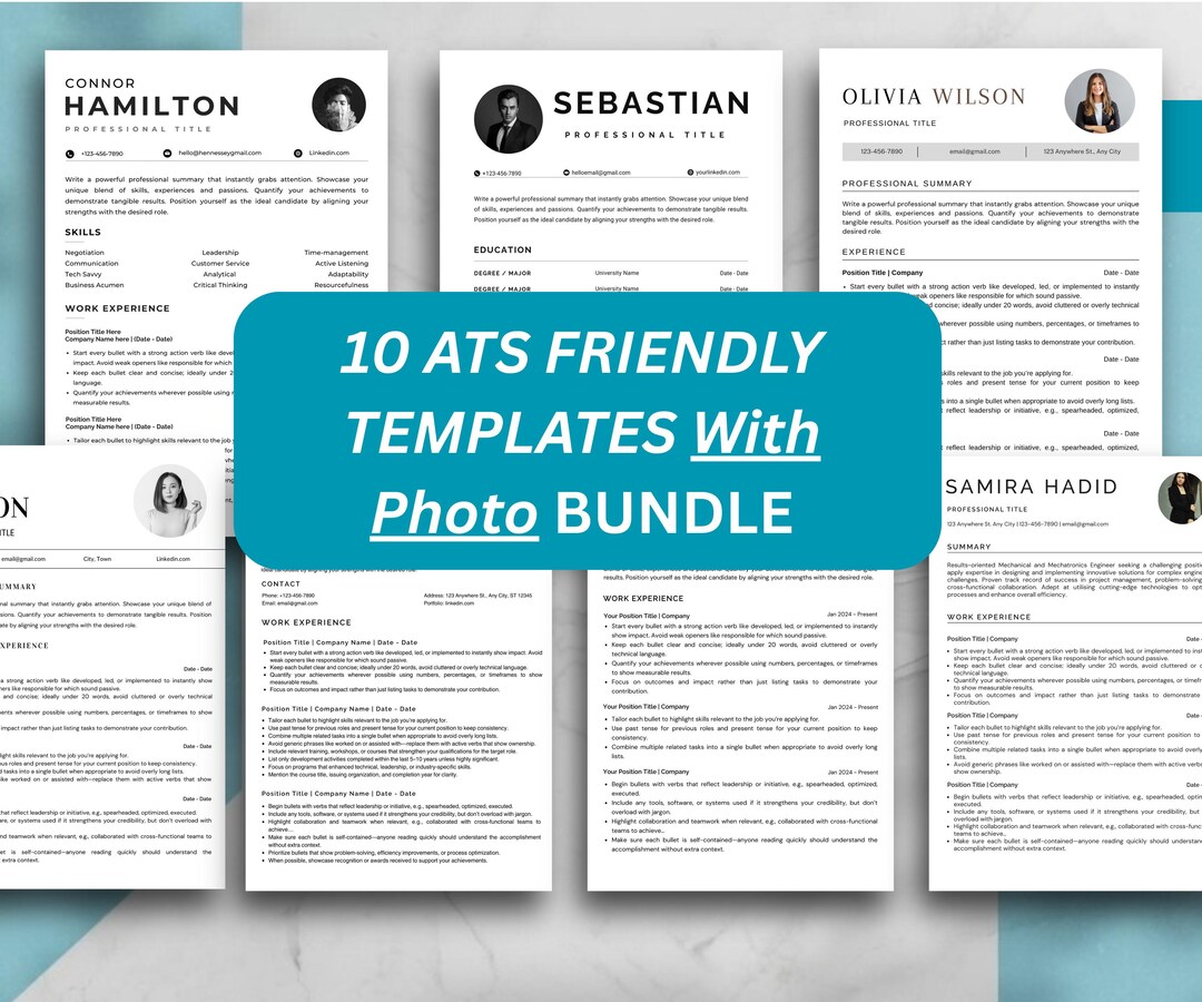 10 ATS Friendly Resume Templates Bundle. Modern ATS CV for Word ...