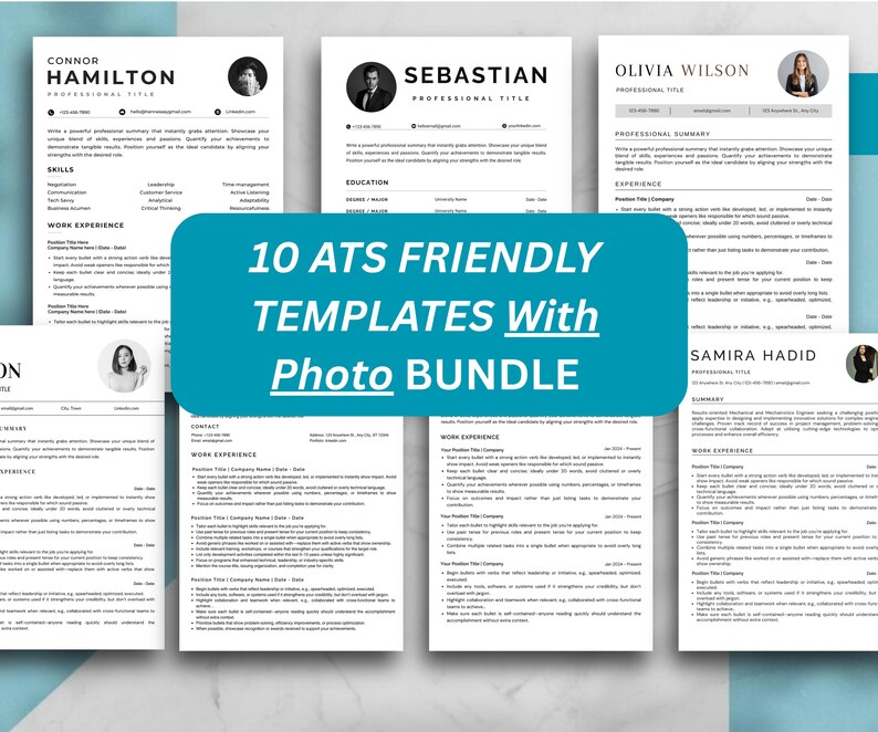 10 ATS Friendly Resume Templates Bundle. Modern ATS CV for Word ...
