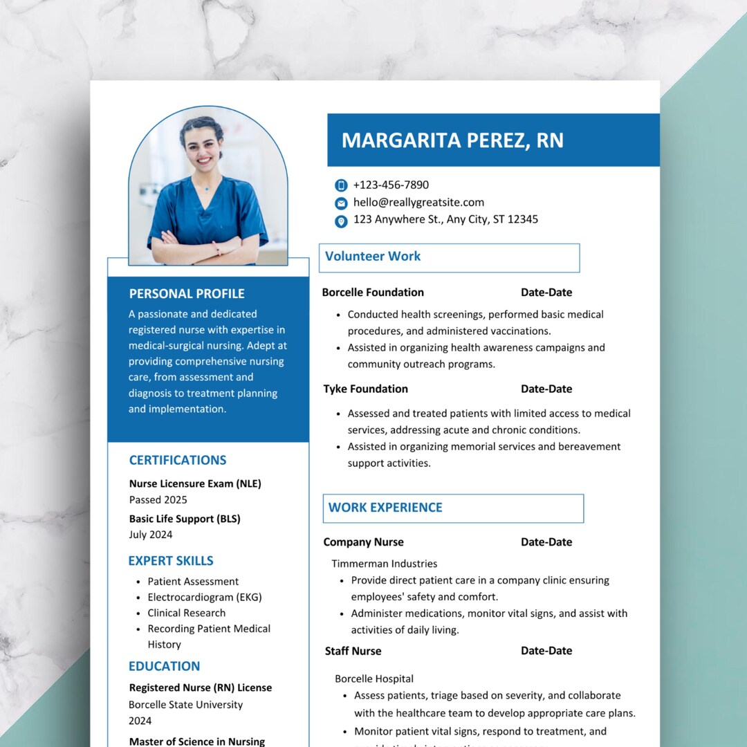 Modèle de CV d'infirmière, Word et PDF, CV professionnel d'infirmière ...