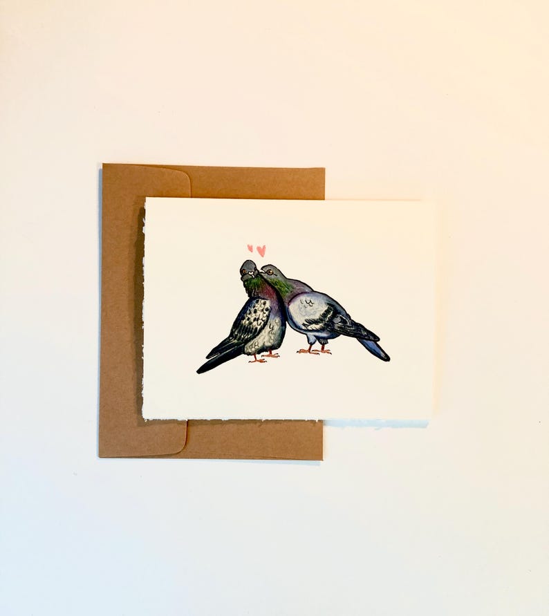 Valentines Day Card, Handmade Greeting Card, Lovebirds Card, Cute ...