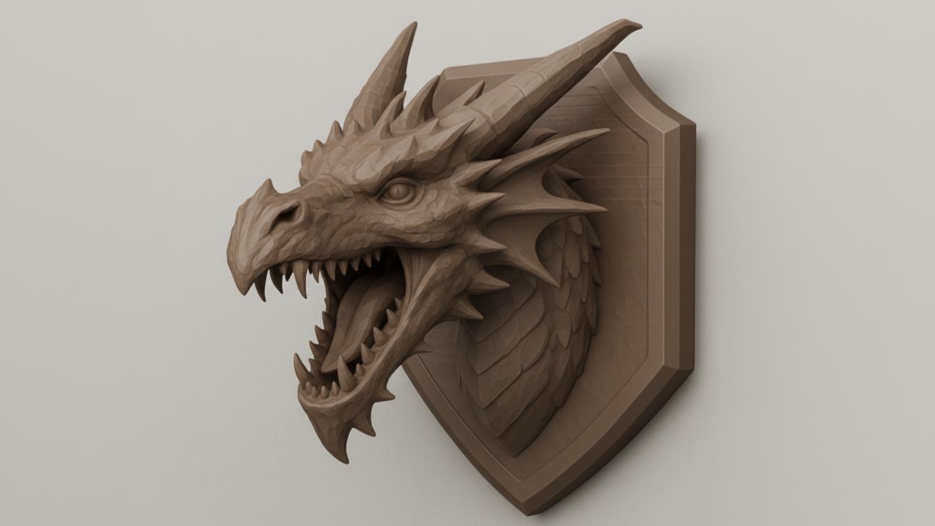 Elder Dragon Crest STL. Fantasy Dragon Head Sculpture - Etsy