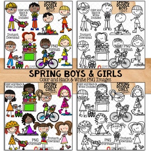 Doodle Kids Clipart Bundle 3 Doodle Boy and Girl Bundle 3 St Patrick's ...