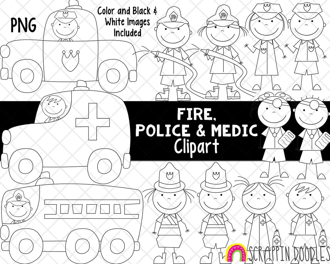 Fire Police and Medic Clipart Fire Fighter Clipart RCMP Clipart Police ...