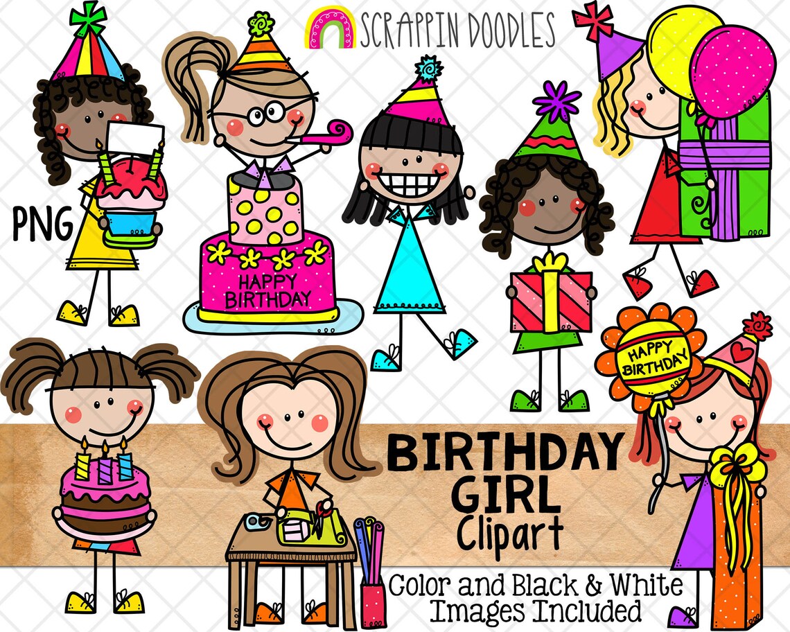 Birthday Clipart Doodle Girls Birthday Clip Art Birthday Party Cake ...