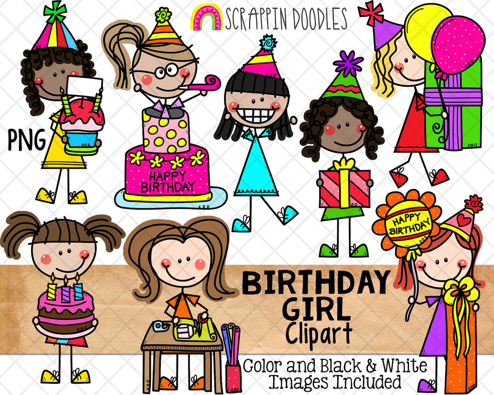 Birthday Clipart Doodle Girls Birthday Clip Art Birthday Party Cake ...