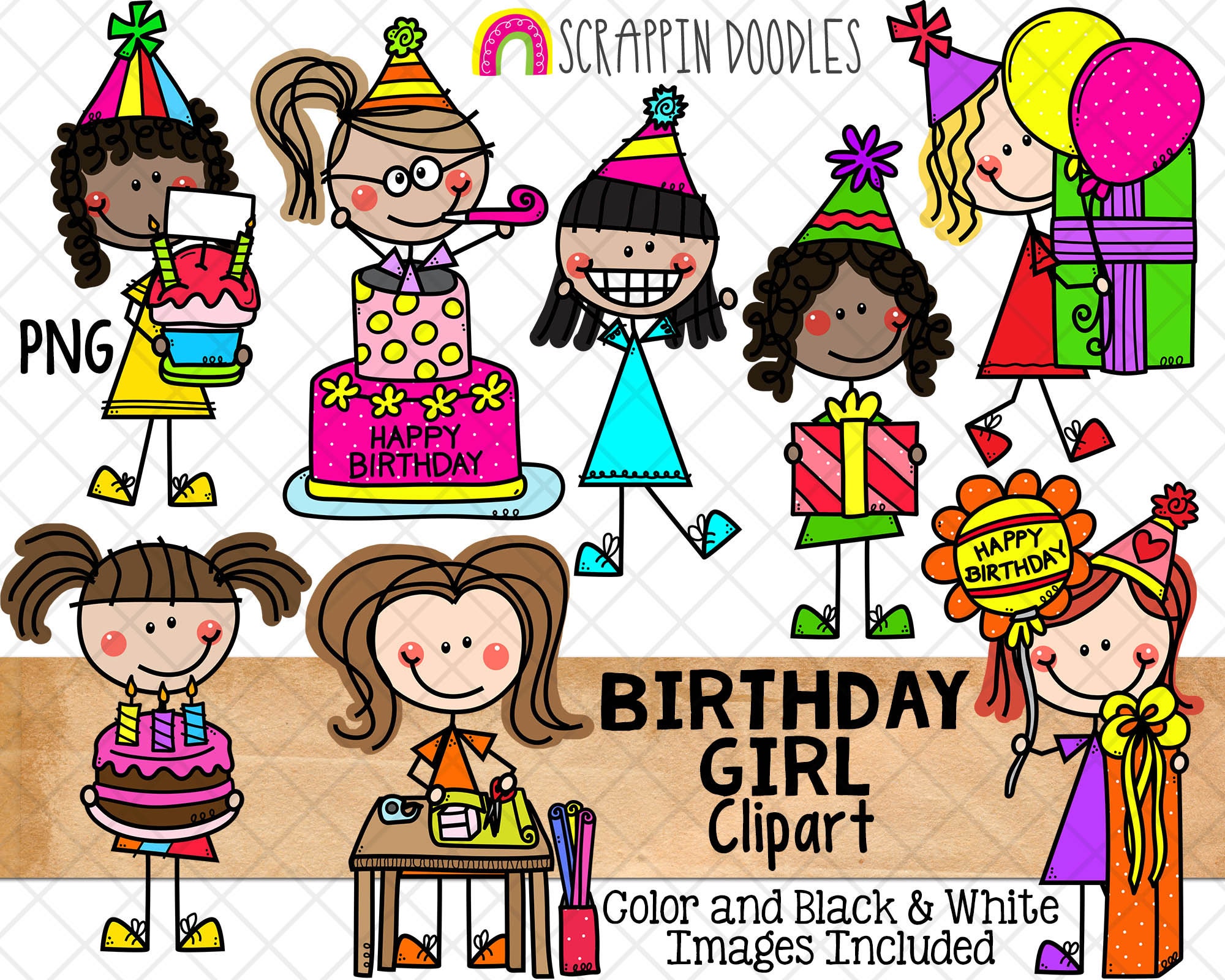 Birthday Clipart Doodle Girls Birthday Clip Art Birthday Party Cake ...