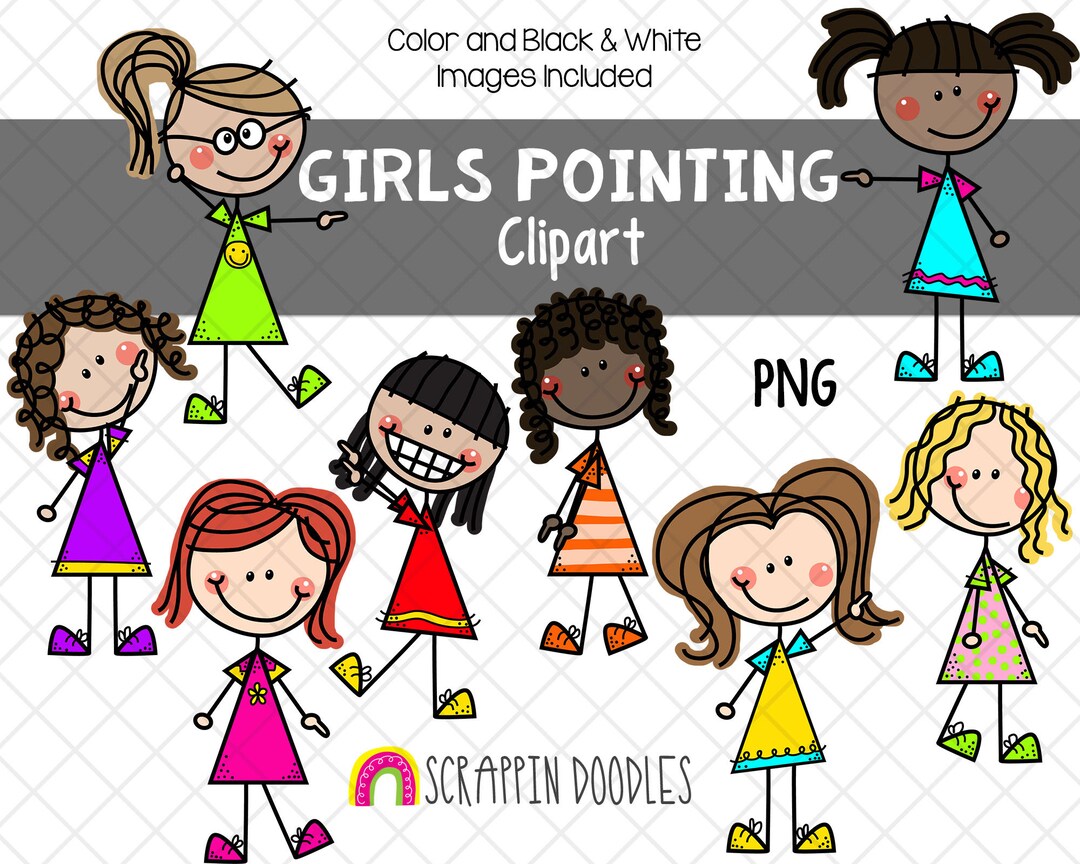 Pointing Clipart Doodle Girls Pointing Pointing Stick Figure Clip Art ...