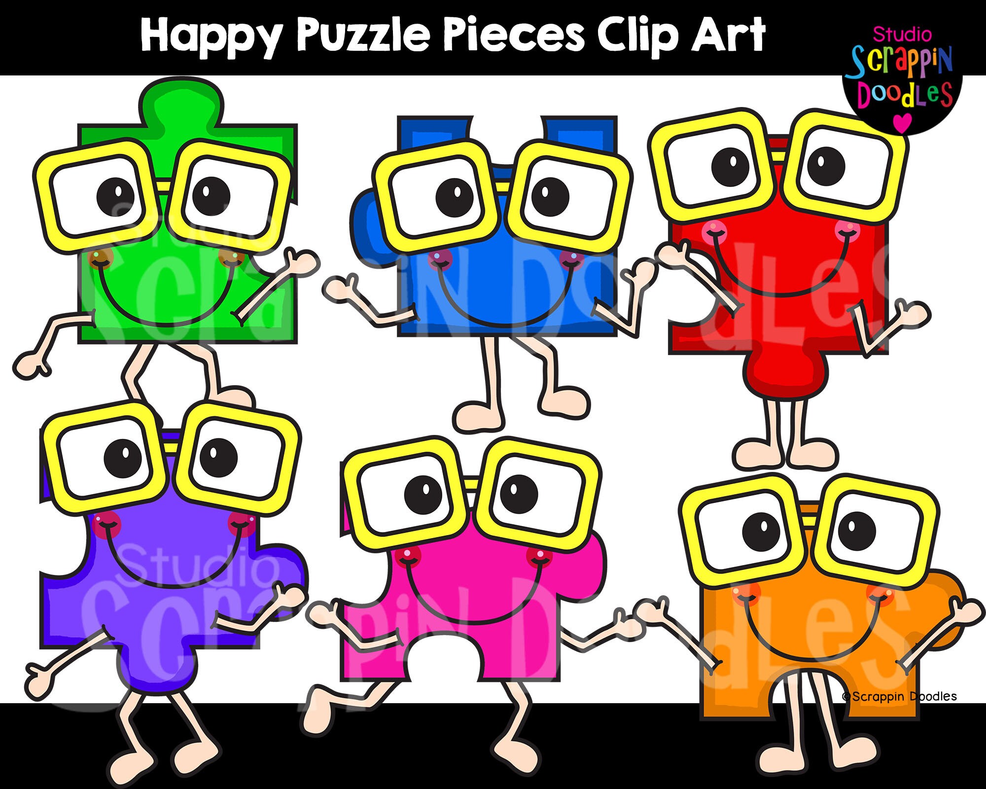 6 Puzzle Pieces Clip Art