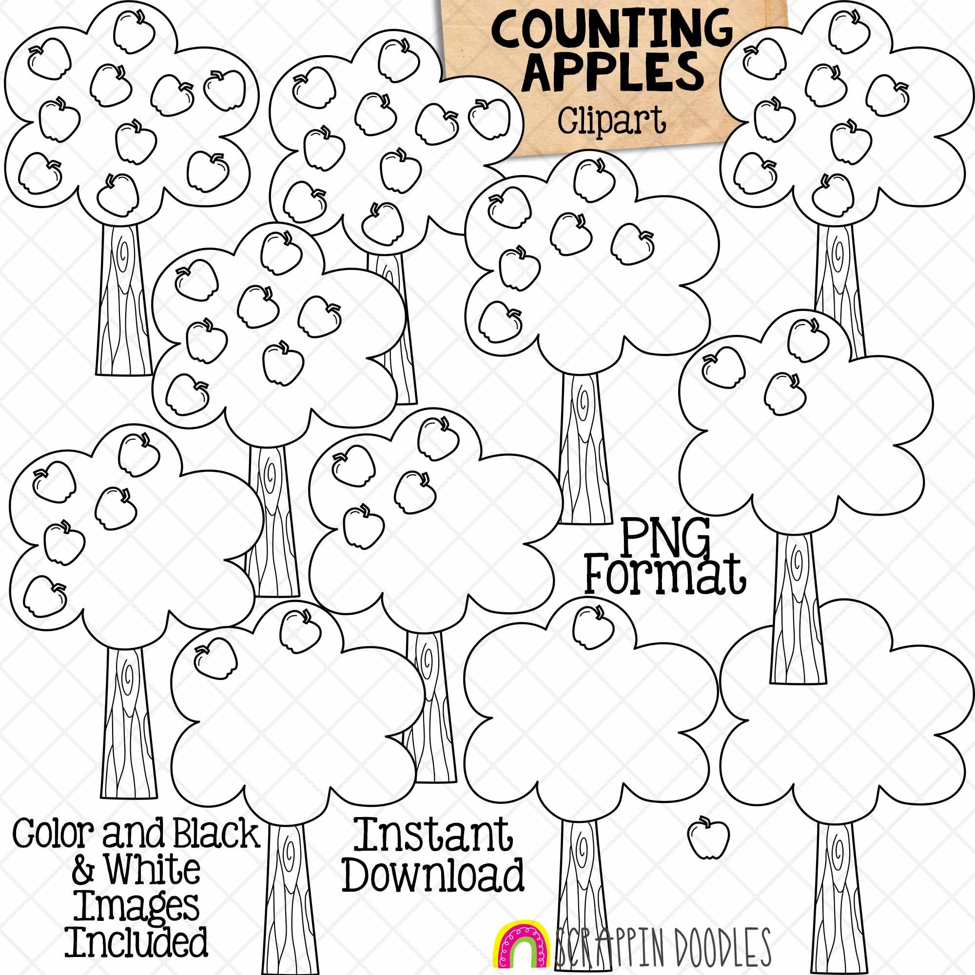Counting Apples Clipart - Autumn Apple Tree Counting - Seasonal Math ...