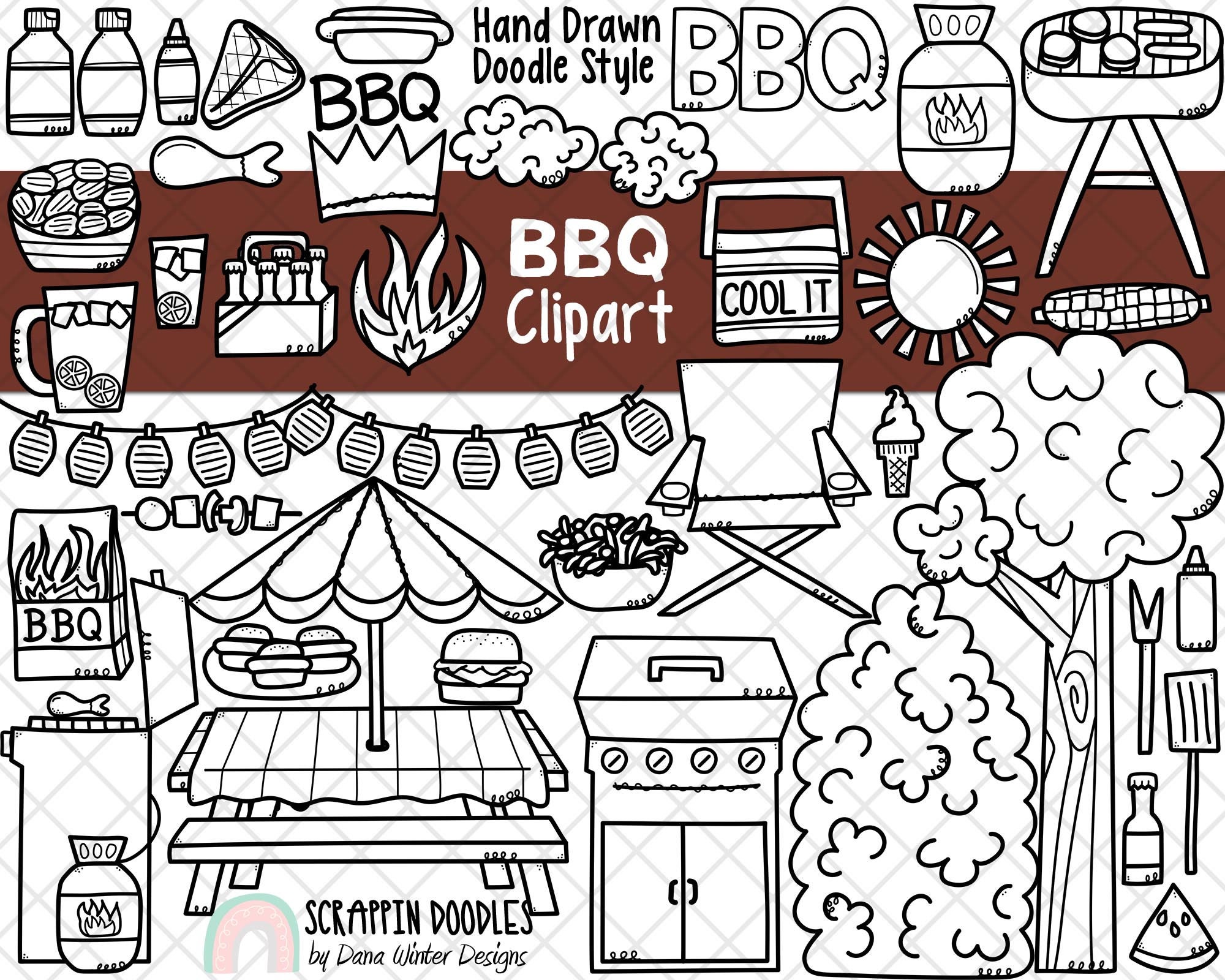 BBQ Clipart -barbecue Clipart - Picnic Clipart - Backyard Cookout ...
