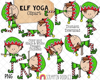 Santa Claus Yoga Clip Art - Christmas Stretching Clipart - Yoga Poses ...