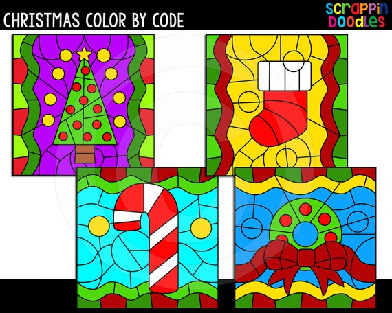 Christmas Color by Code Templates Cute Commercial Color by - Etsy