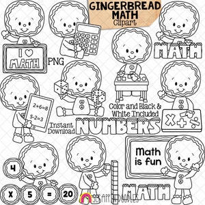 Gingerbread Math Clip Art - Ginger Bread School - Cute Christmas Cookie ...
