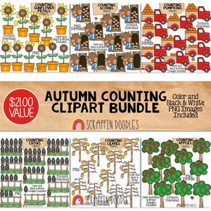 Autumn Counting Clipart Bundle - Sunflowers - Acorns - Apples ...