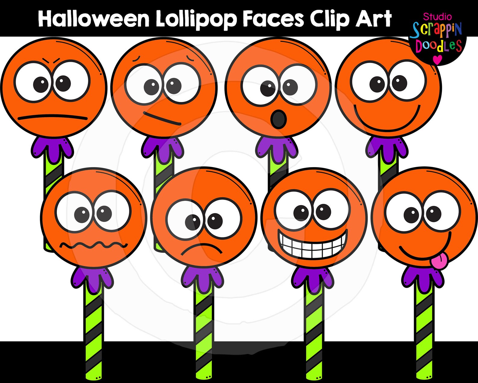 Halloween Candy Faces Clip Art Bundle Cute Expression / | Etsy