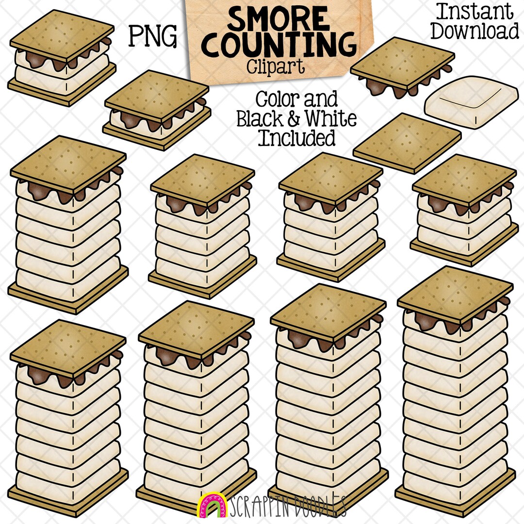 Counting Smores Marshmallow Clipart - Summer Smores Counting - Seasonal ...