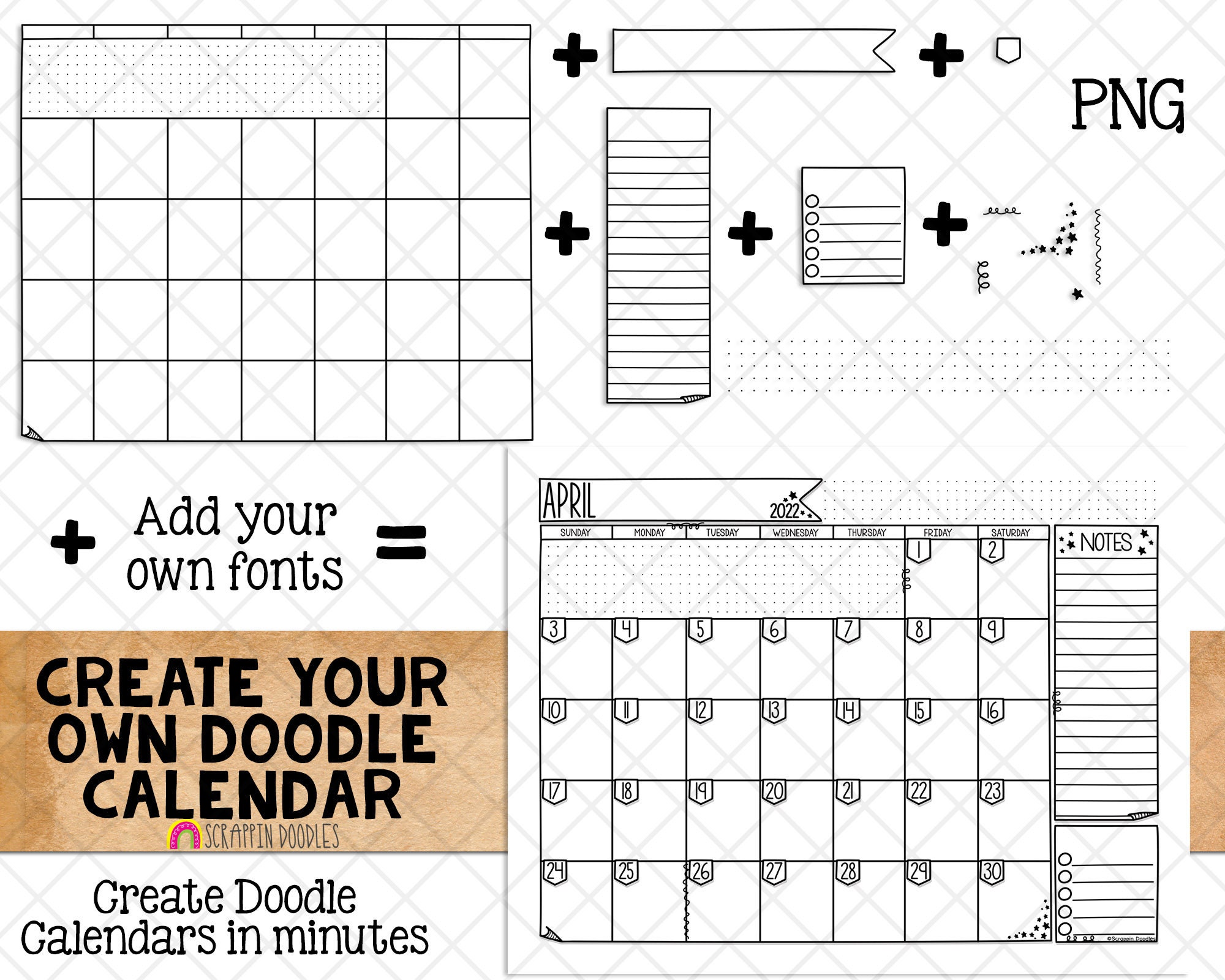 Doodle Calendar Templates Landscape Create Your Own BUJO Doodle Style ...