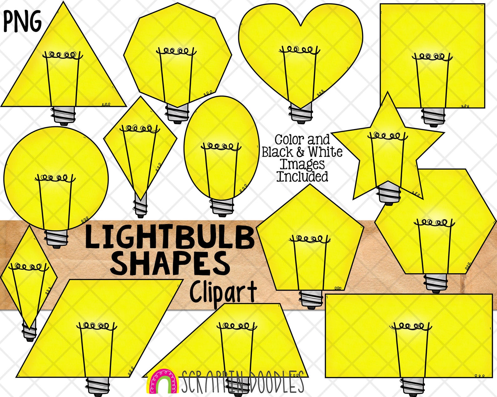 Light Bulb Shapes Clipart Commercial Use 2D Shape Clip Art Earth Day ...