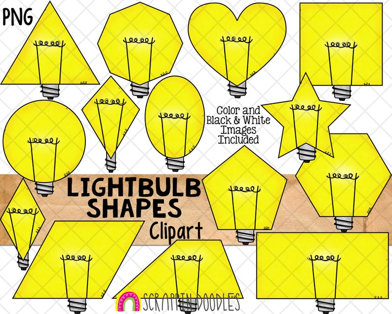 Light Bulb Shapes Clipart Commercial Use 2D Shape Clip Art Earth Day ...