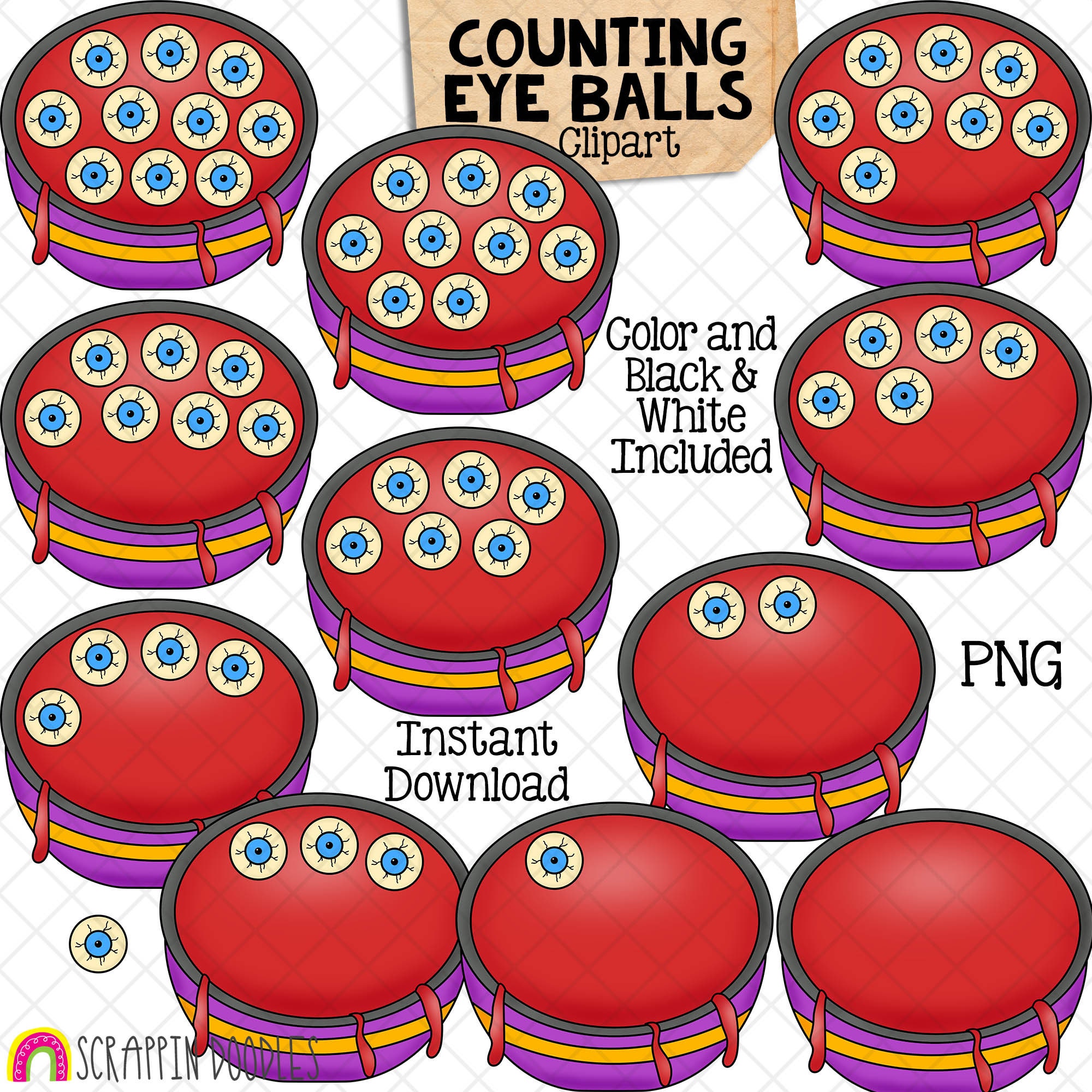 Counting Eyeballs Clipart Halloween Eyeball Counting - Etsy