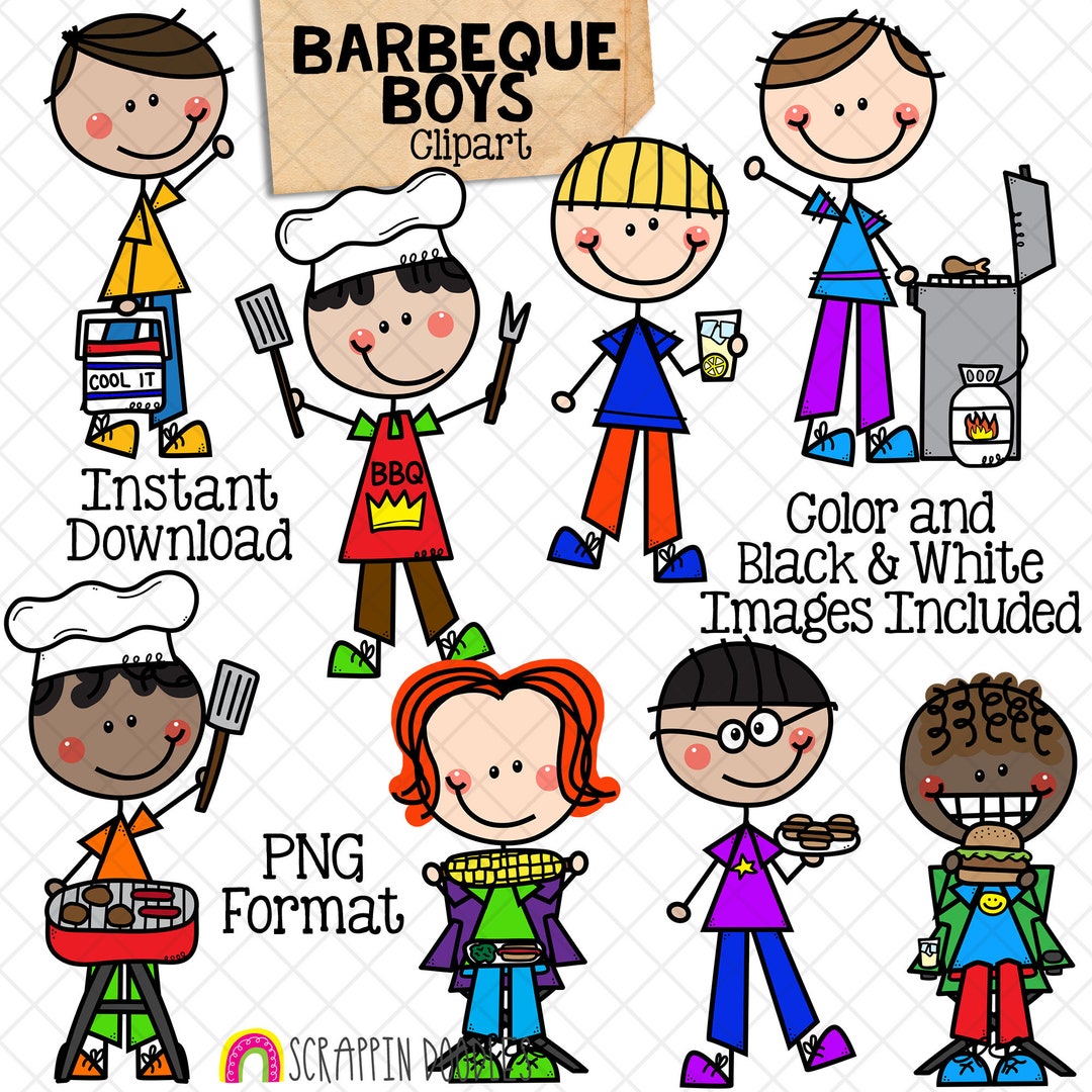 Backyard BBQ Clipart - Doodle Boys Barbecue - Picnic - Backyard Cookout ...