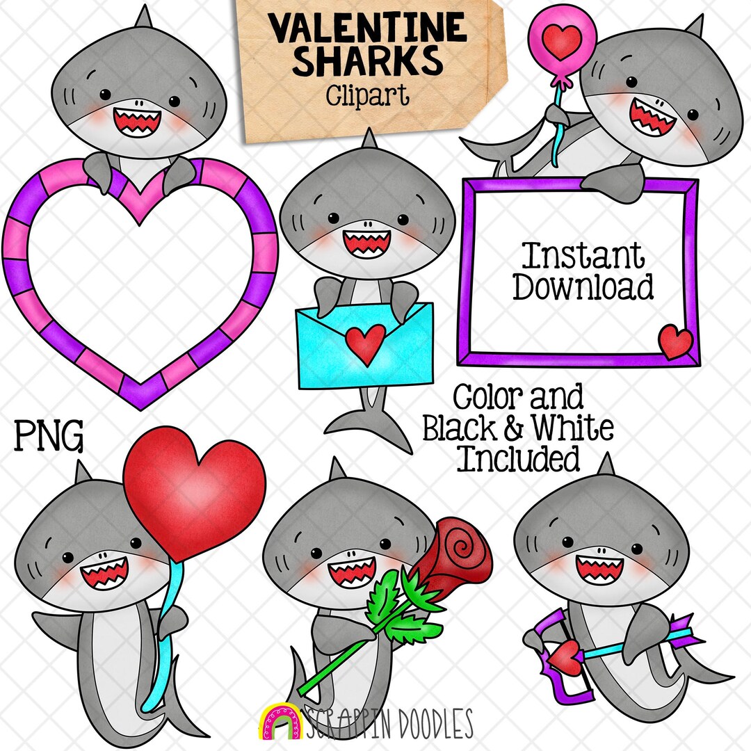 Valentines Day Sharks Clip Art - Grey Shark Clipart - Baby Shark ...