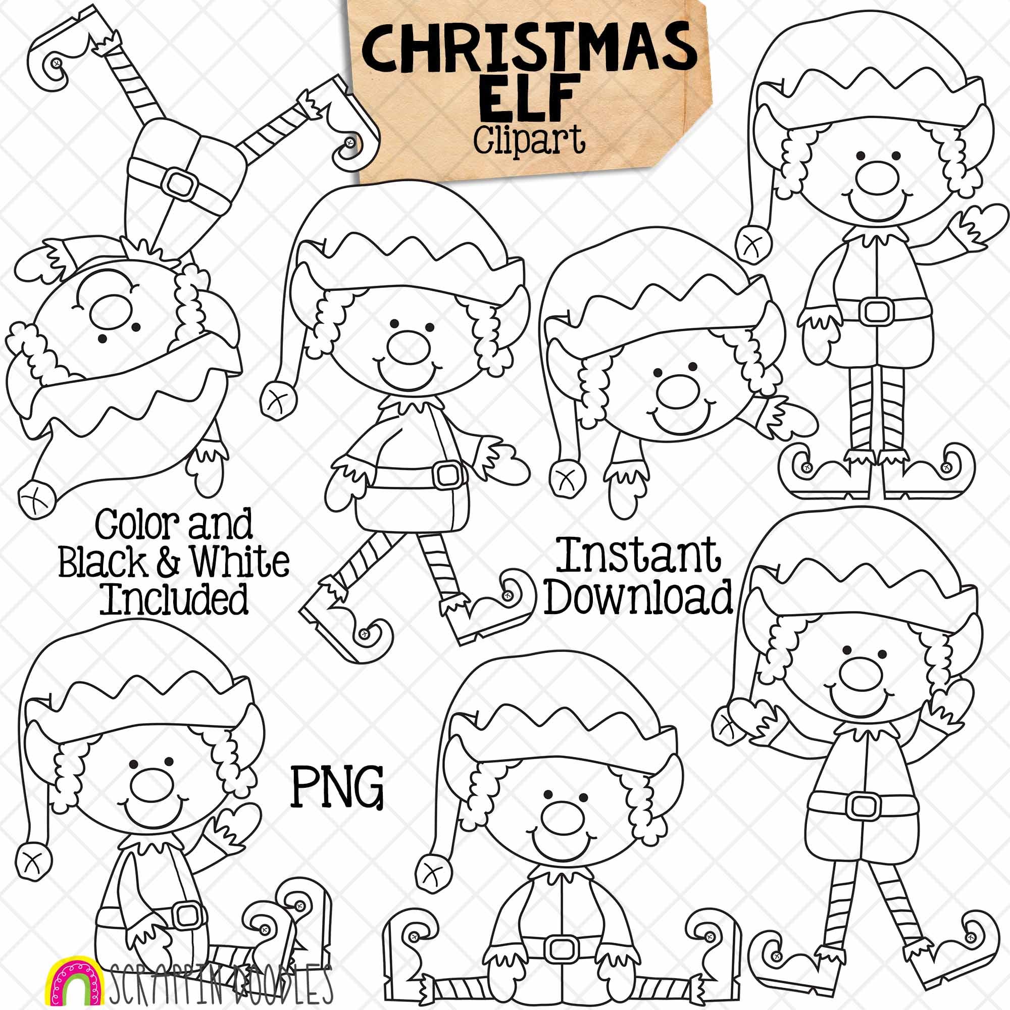 Elf Clip Art Christmas Elves Posing Standing Sitting Walking Peeking ...