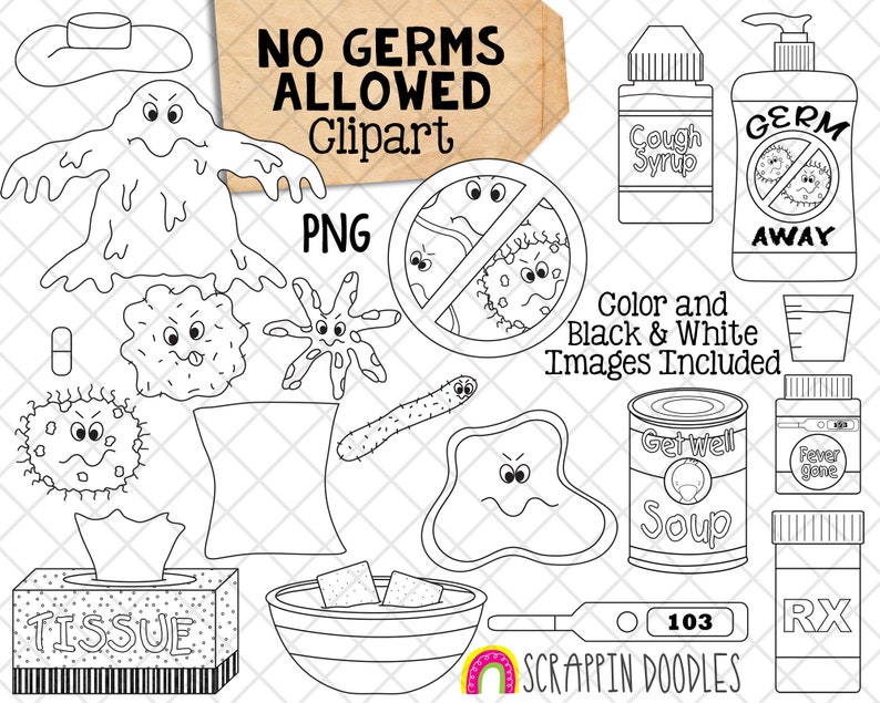 Germs Clipart Hygiene Coughing in Arm Clip Art Sneezing in Tissue Germ ...
