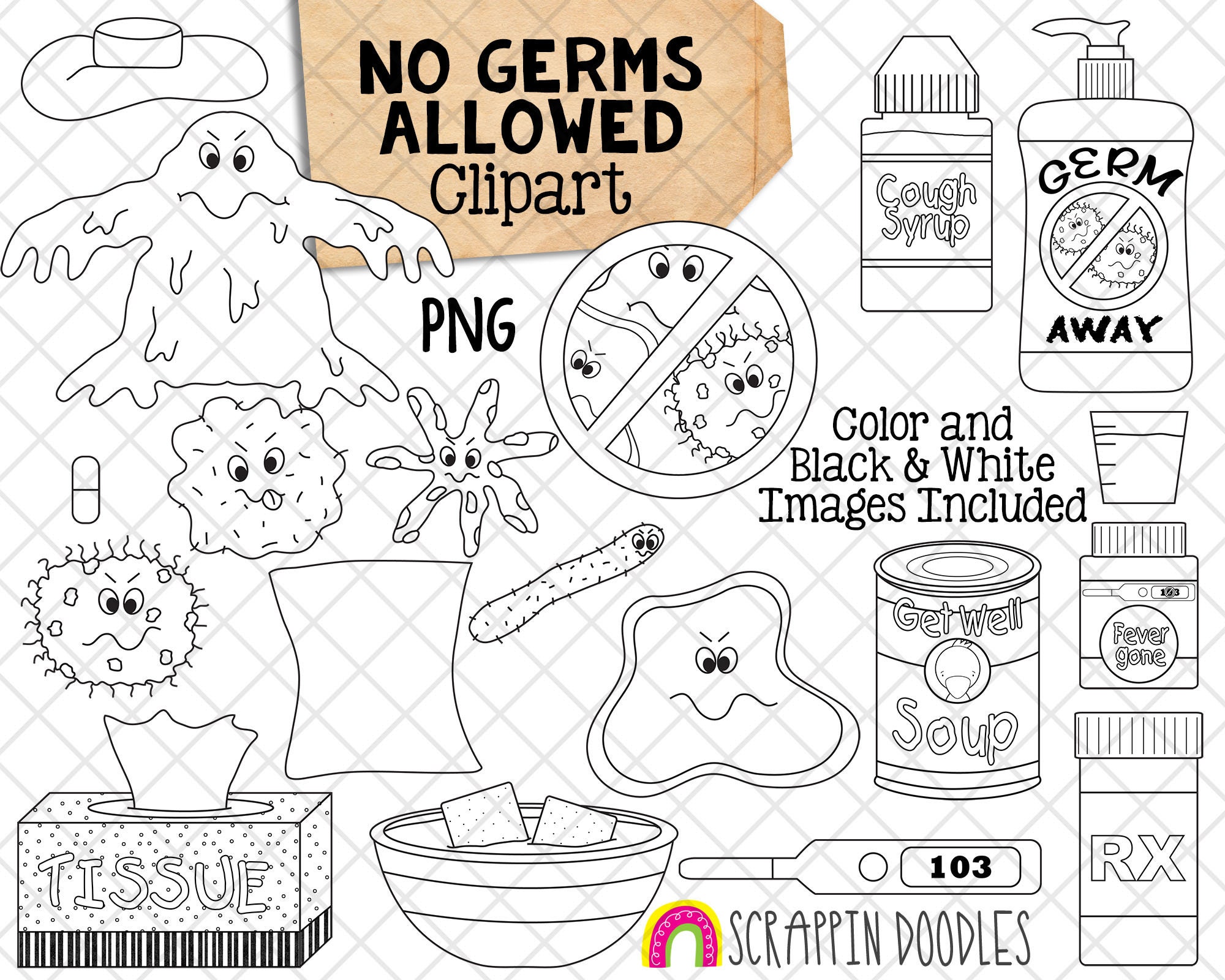 Germs Clipart Hygiene Coughing in Arm Clip Art Sneezing in Tissue Germ ...