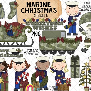 Christmas Marines Clipart - Marine Santa Claus Parachute - Camo ...