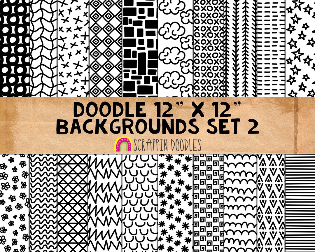 Doodle Backgrounds 2 - Hand Doodled Patterns - Black & White Background ...