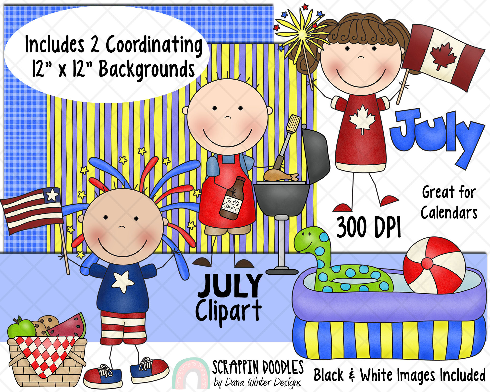 Calendar Clipart July Bulletin Board July Clipart Holiday Clipart ...