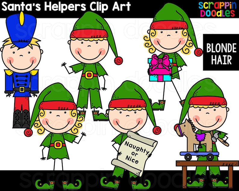 Santas Helpers Clip Art Various Hair & Skin Tones Cute - Etsy