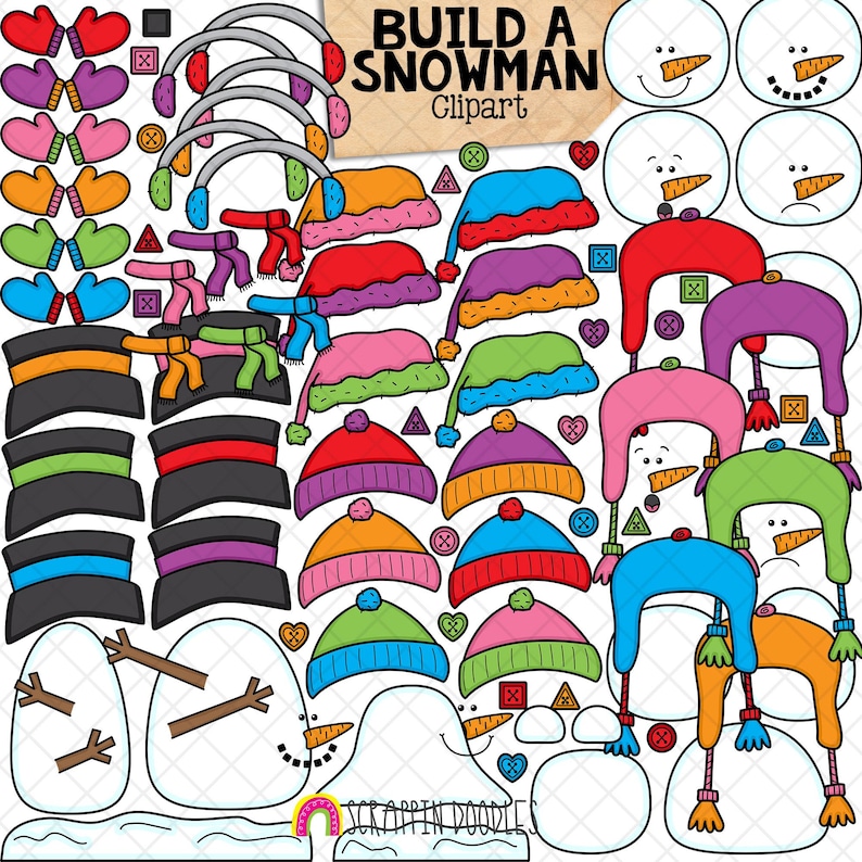 Build a Snowman Clipart - Snowmen Pieces - Winter - CU PNG - Etsy
