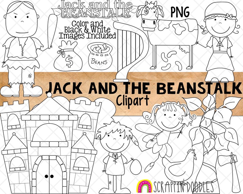 Jack and the Beanstalk Clipart Nursery Rhyme Fairy Tale Graphics Giant ...