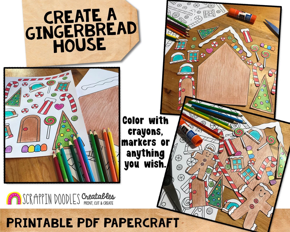 Gingerbread House Craft Printable Christmas Paper Craft Kids ...