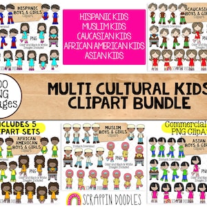 Multicultural Kids Clipart Bundle - Asian - African American ...