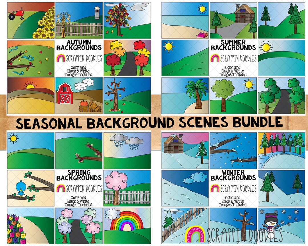 Seasonal Background Scenes Bundle - Commercial Use 11" X 8-1/2 ...