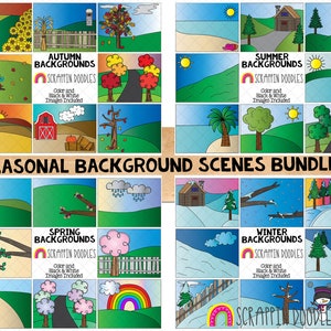 Seasonal Background Scenes Bundle - Commercial Use 11" X 8-1/2 ...