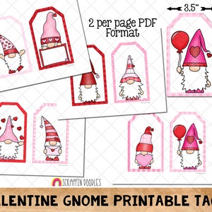 Valentine Gnome Printable Tags - Valentines Day Printable Gift Tags ...
