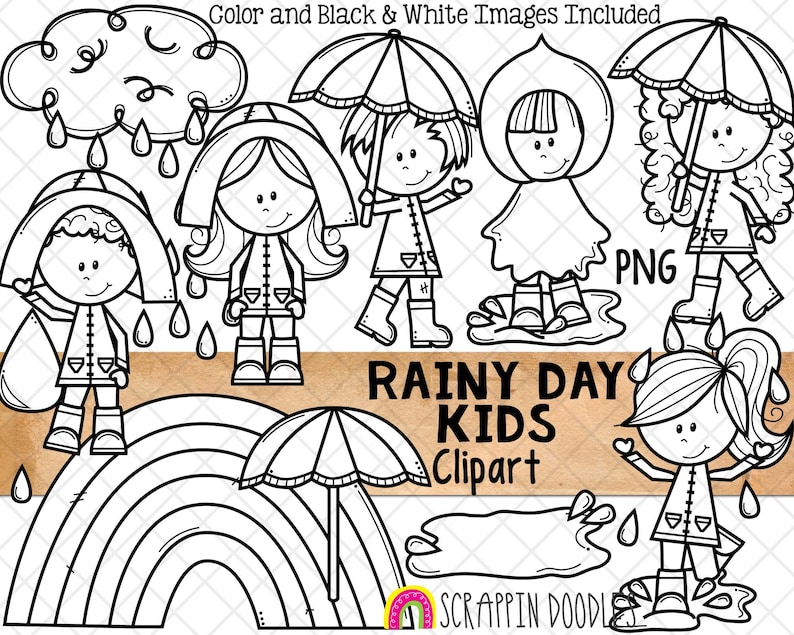Rain Clipart Rainy Day Kids Clip Art Puddle Umbrella Rain Drops Weather ...