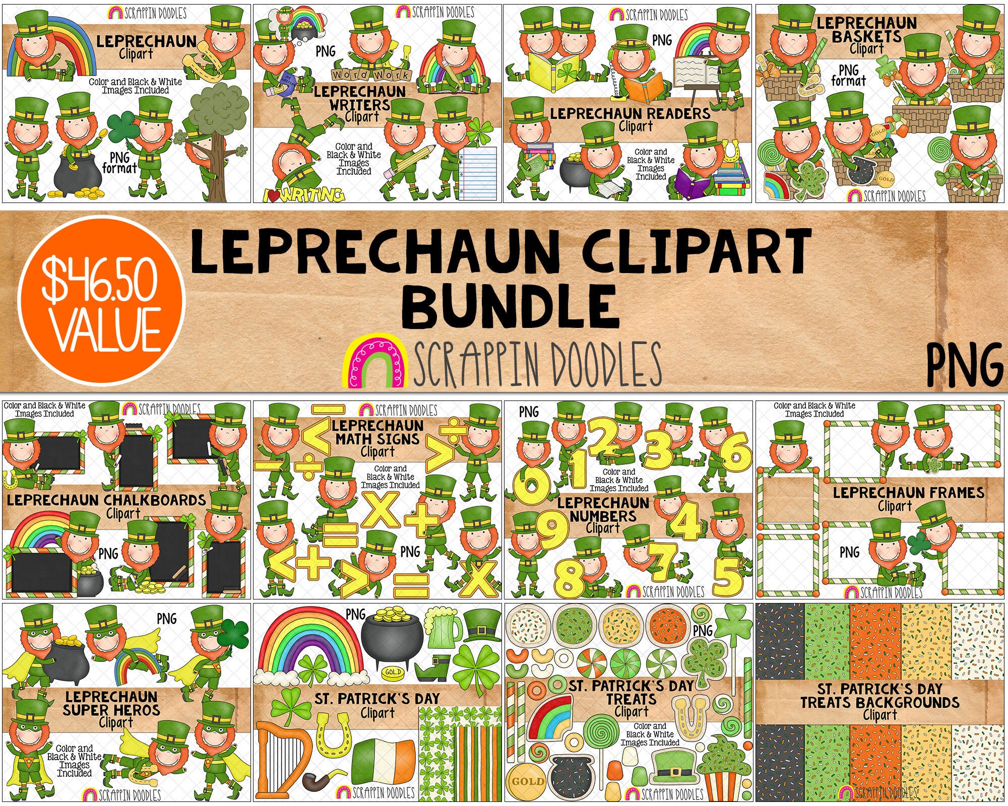 Leprechaun Clip Art Bundle - St Patrick's Day School Leprechauns - Pot ...