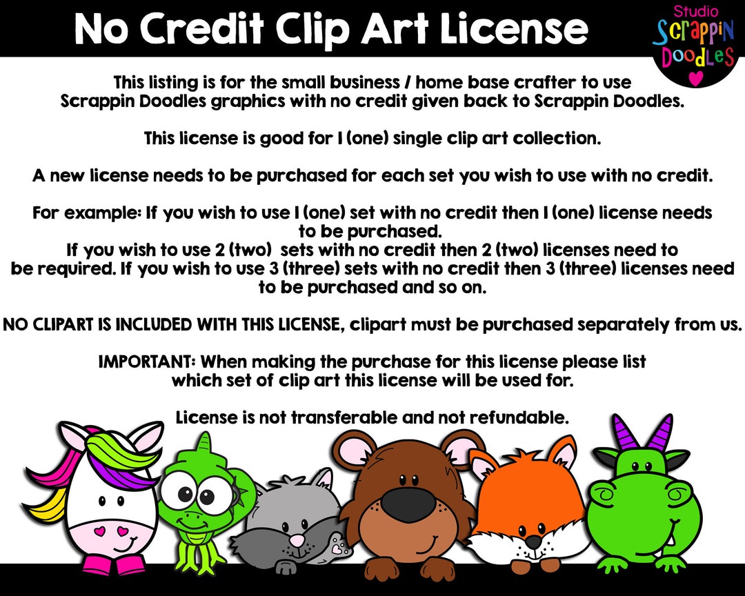 Commercial Use No Credit License for 1 Clip Art Set {scrappin Doodles ...